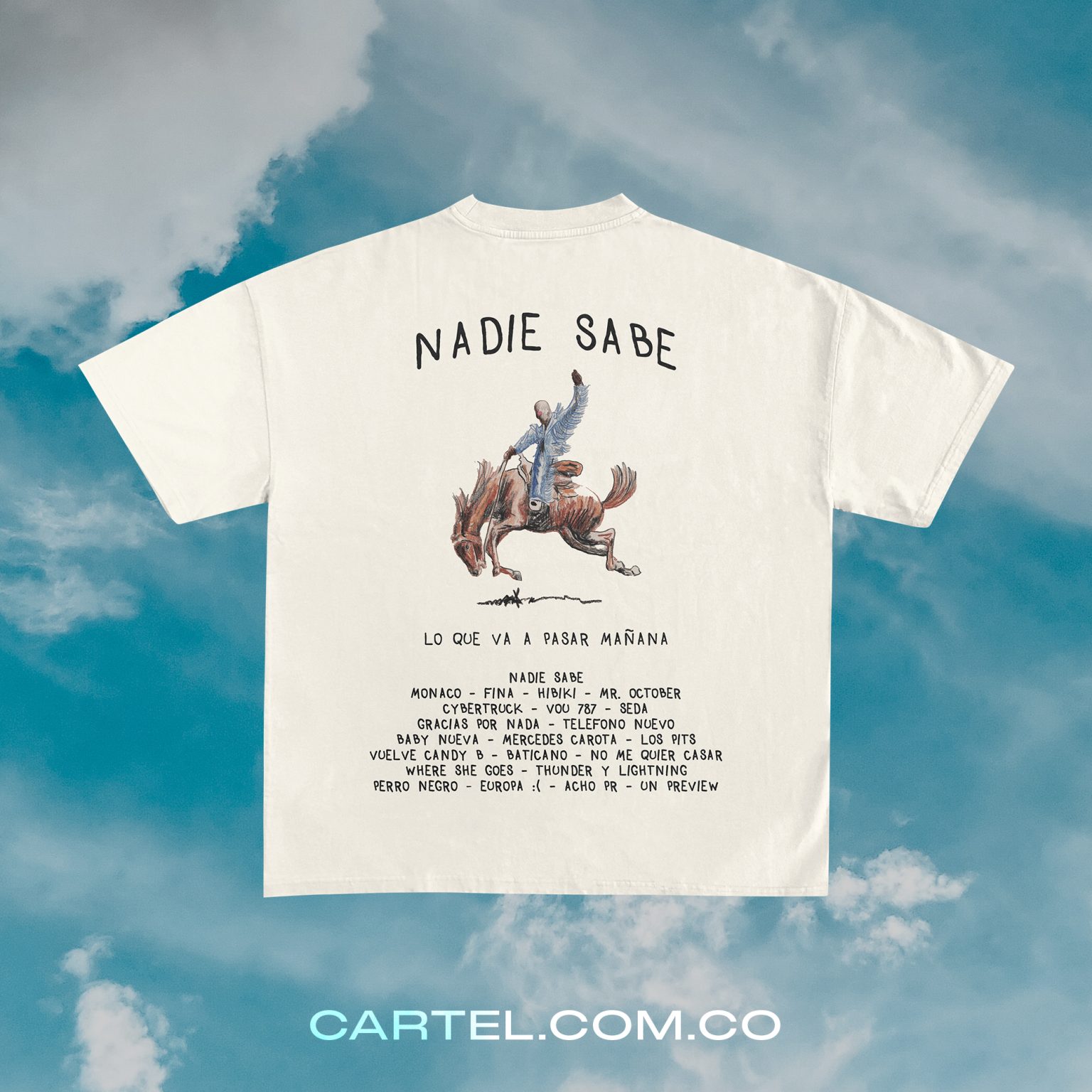 CAMISETA SEMI OVERSIZE BAD BUNNY – NADIE SABE – Cartel